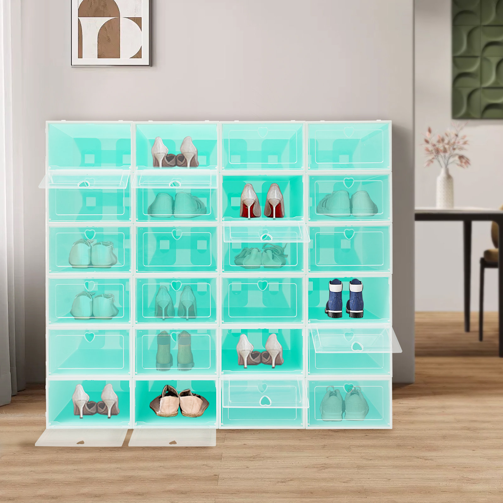 Rebrilliant Stackable Shoe Storage Box (Set of 24) - Wayfair Canada