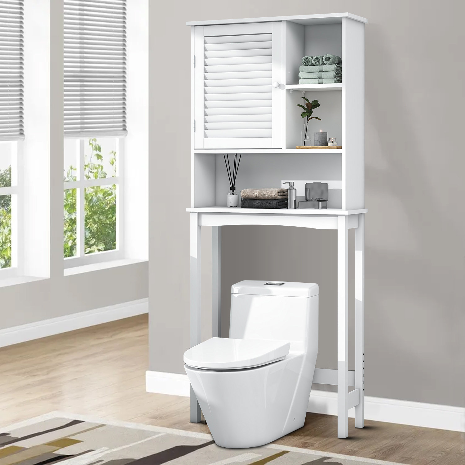 Wildon Home® High quality bathroom storage cabinet with louvered doors ...