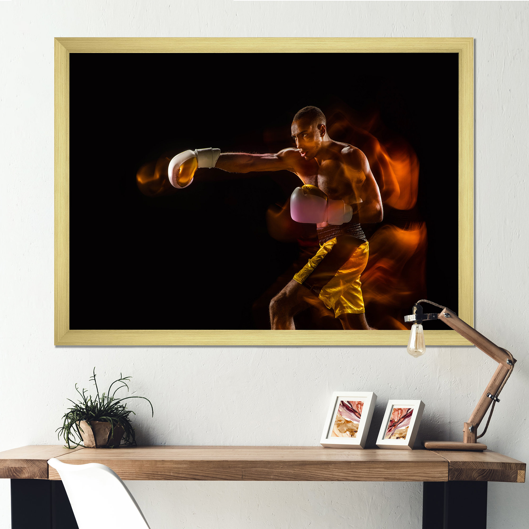 Design Art Professional Boxer Training Isolated On Black - Sport Boxing ...