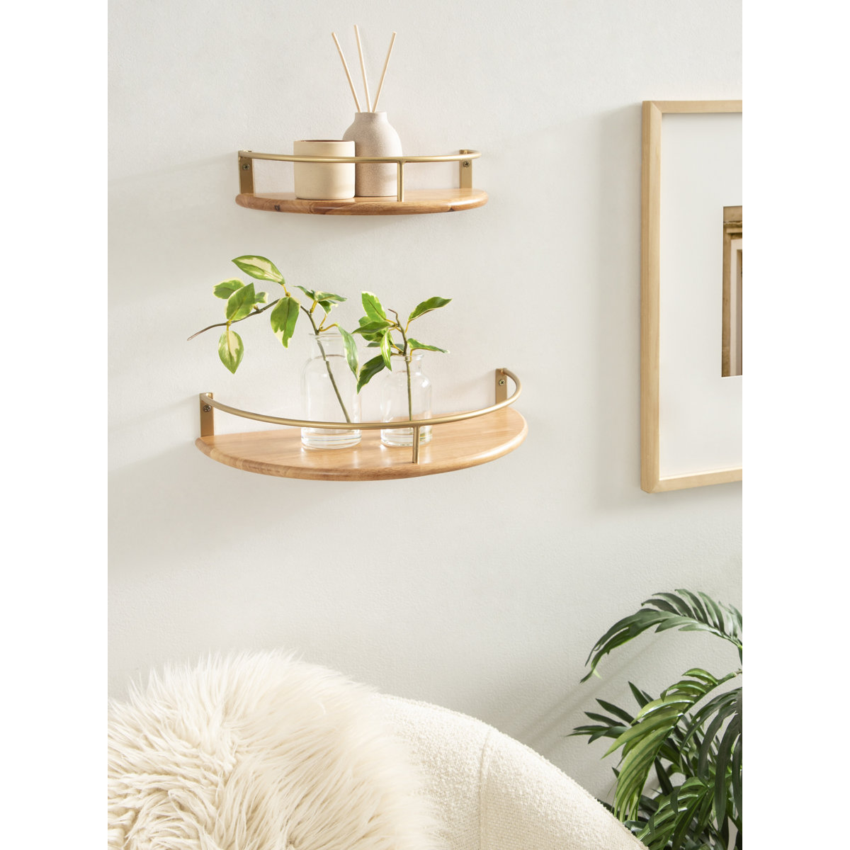 Joss & Main Haden Half Moon 2 Piece Floating Shelf Set & Reviews | Wayfair