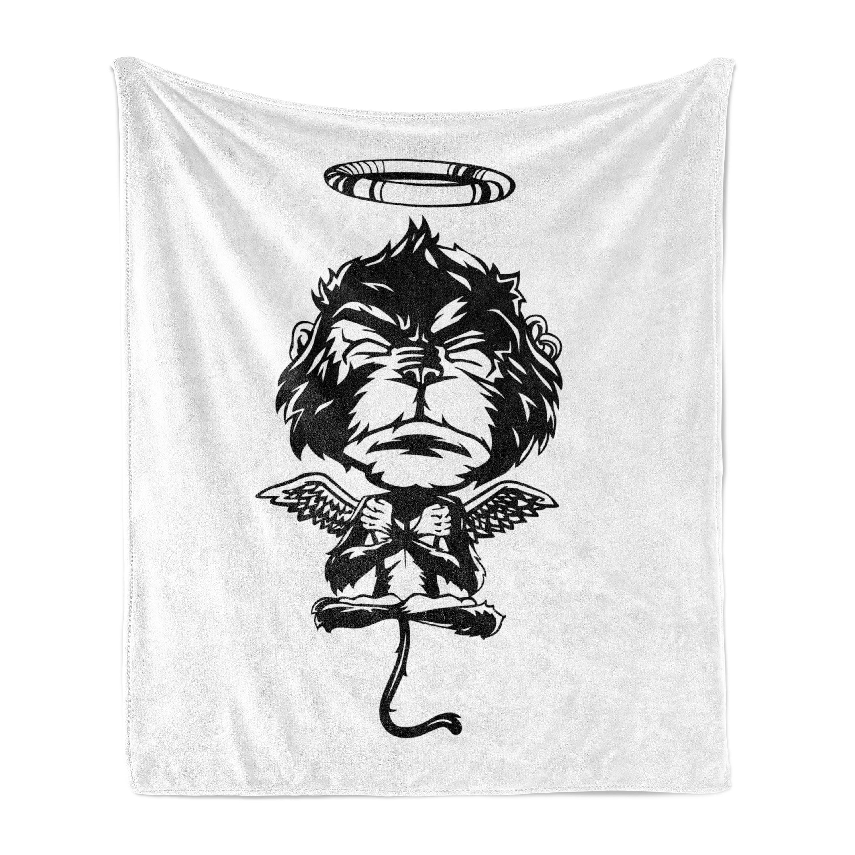 Ambesonne Gorilla Fleece Throw Blanket Angelic Monkey with Wings ...