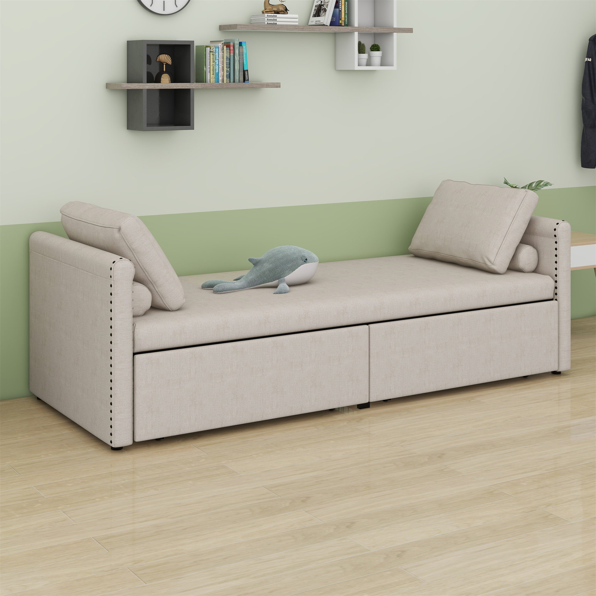 YISONHO Modern Upholstered Chaise Lounger Daybed Small Single Daybed ...