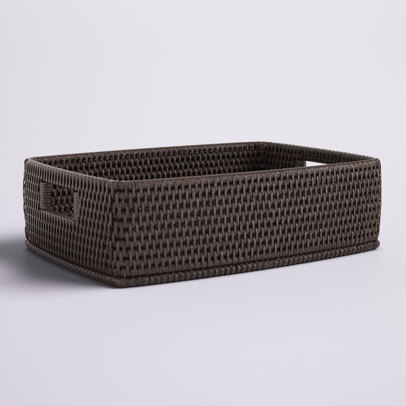 Dotted Line™ Rattan Rectangular Basket with Rounded Corners and Cutout ...