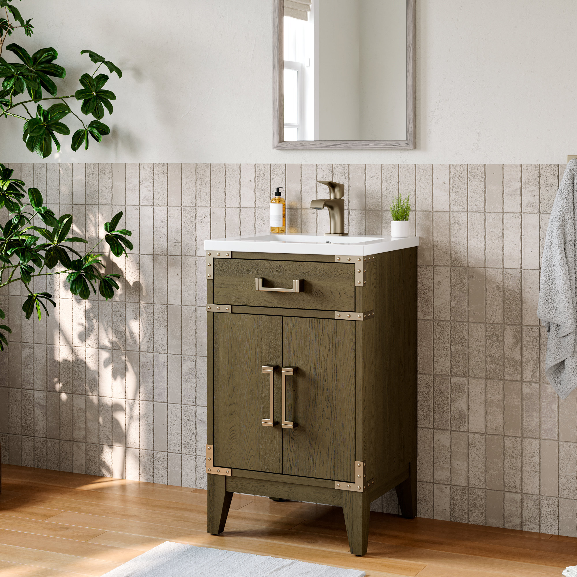 Winston Porter 20" Single Bathroom Vanity With Resin Top,Grey | Wayfair