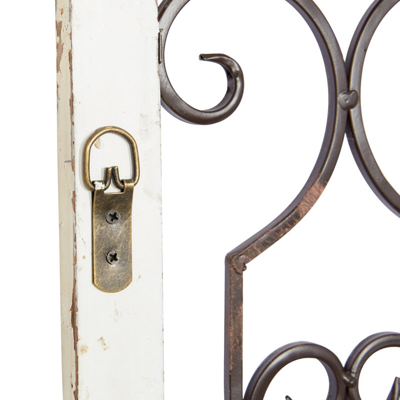 Ophelia & Co. Mraz Wood Small Panel Scroll White Wall Decor with Black ...