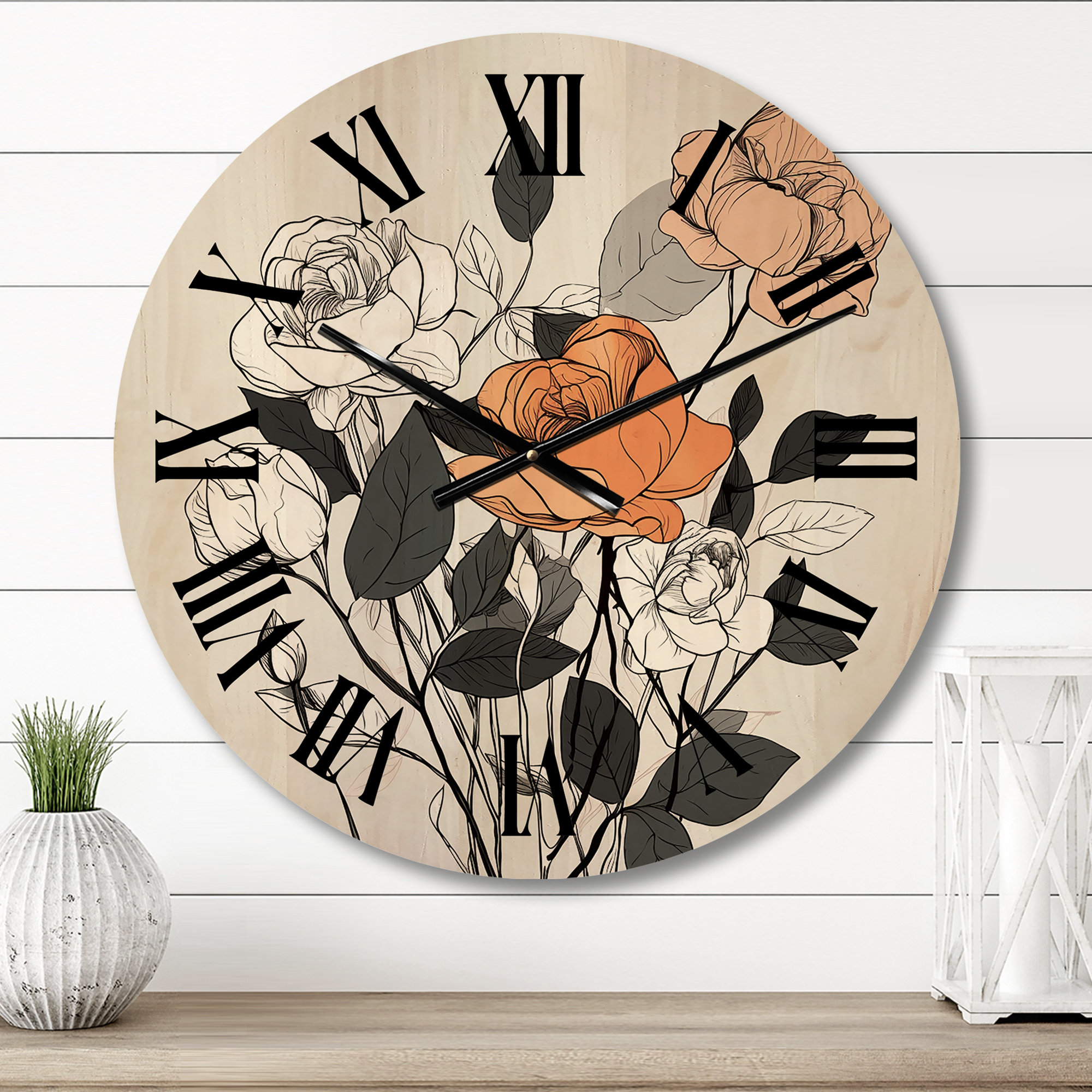 East Urban Home Retro Terracotta Roses Illustration IV - Abstract ...