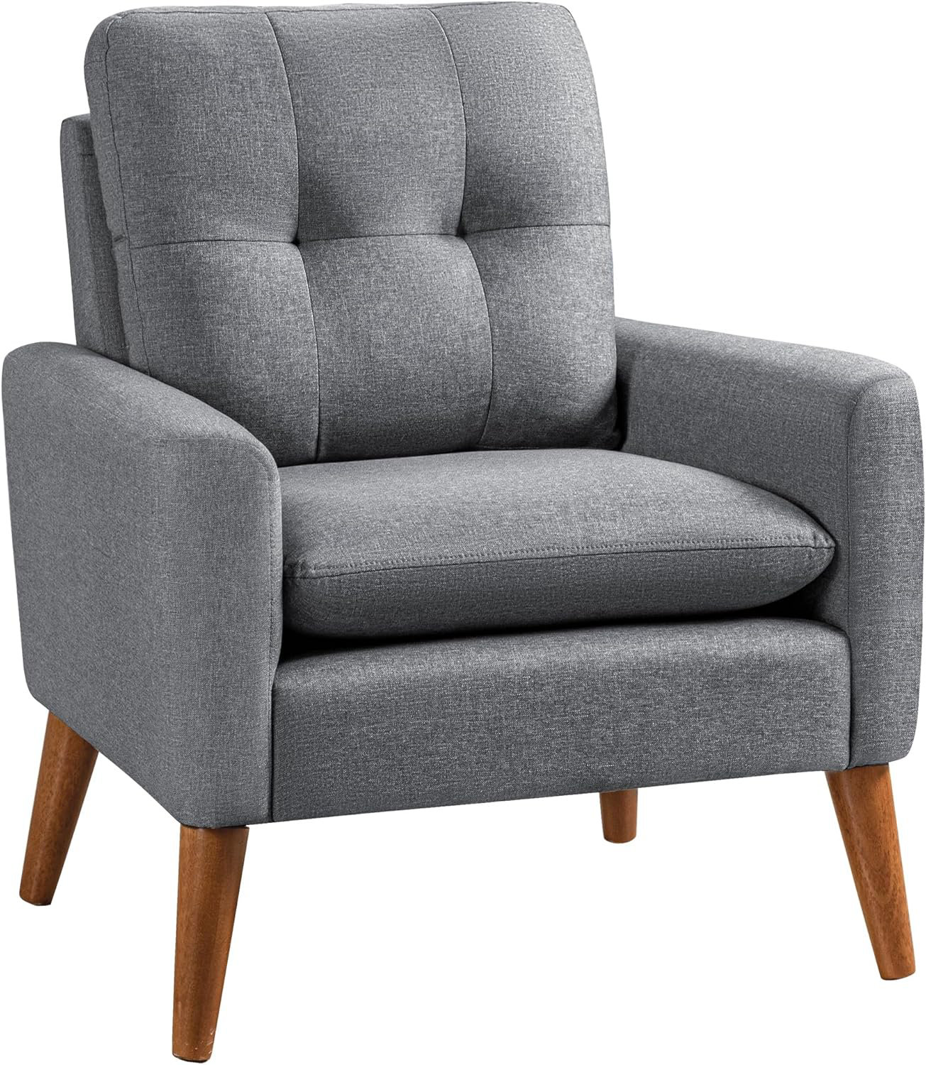 AMIBZ Accent Chair, Fluffy Comfy Armchair Small Sofa Chair With Wood ...