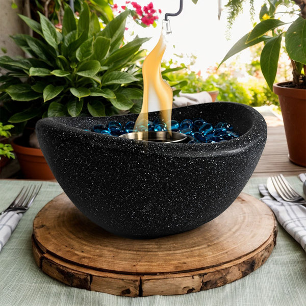 iYofe 11.4"W Concrete Tabletop Fire Pit Bowl, Table Top Firepit - Use ...