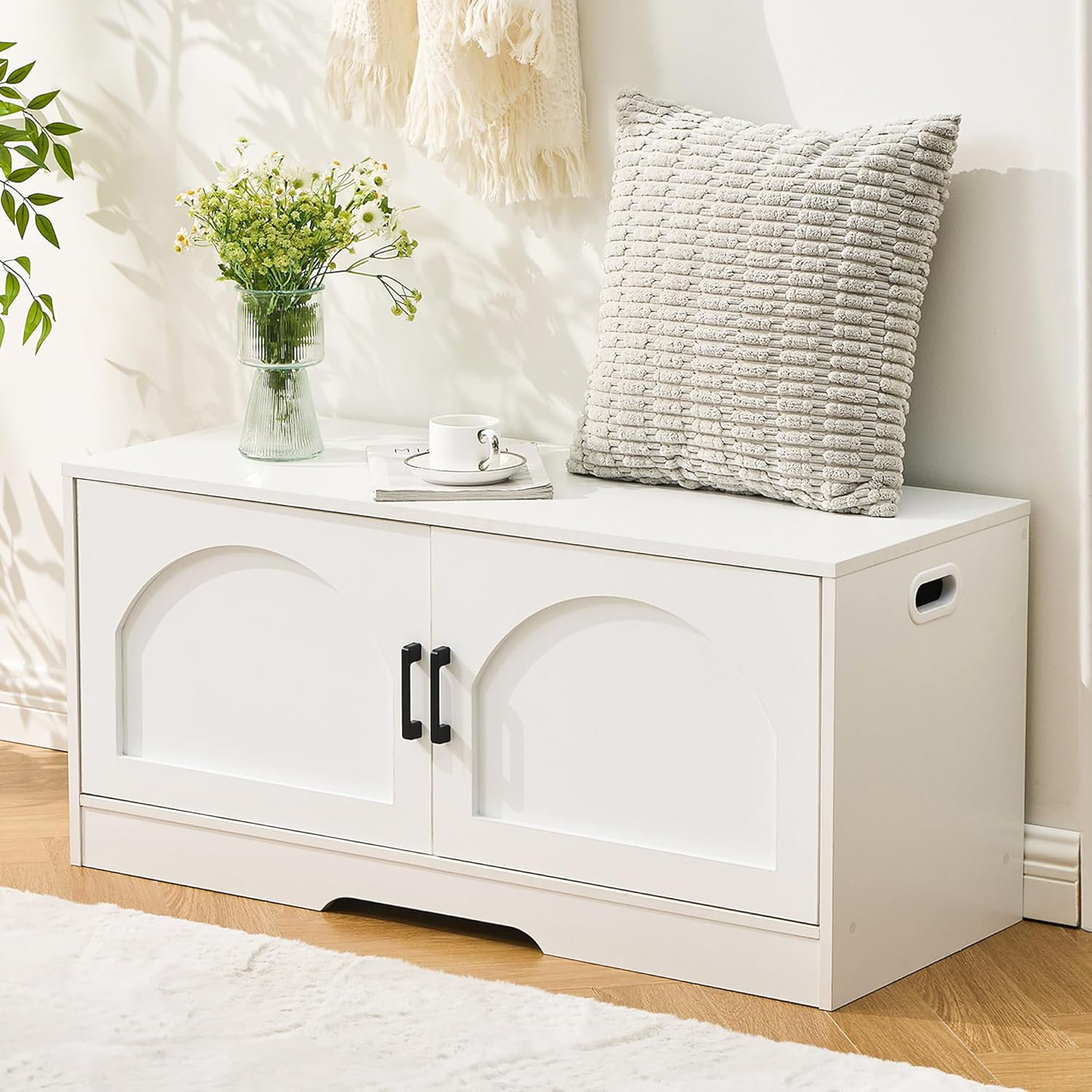 Red Barrel Studio® 2-Tier Storage Bench, 39.4" Shoe Bench with Storage ...