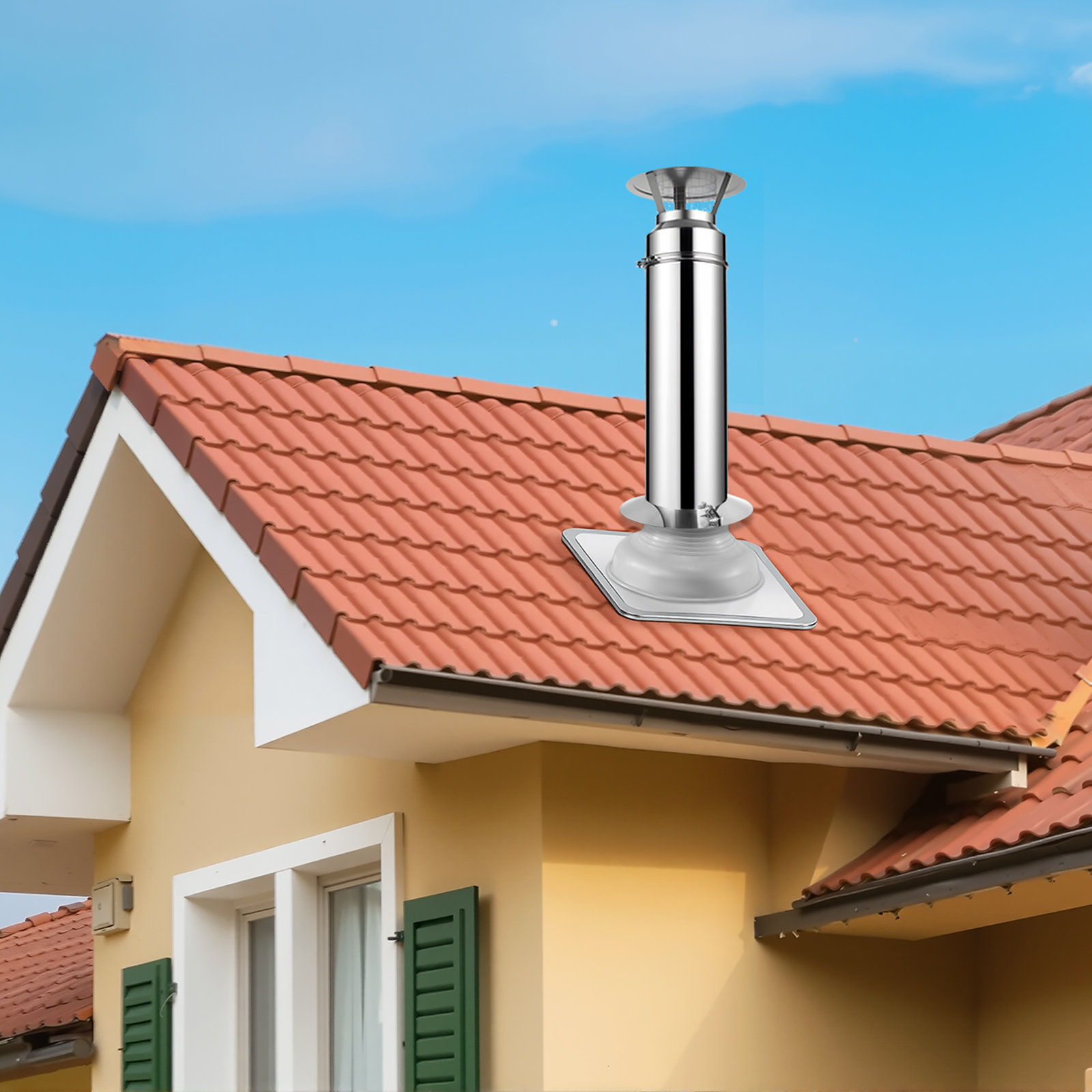 Latitude Run® Through Wall Kit Chimney Pipe with Rain Cap for 5 to 30 ...