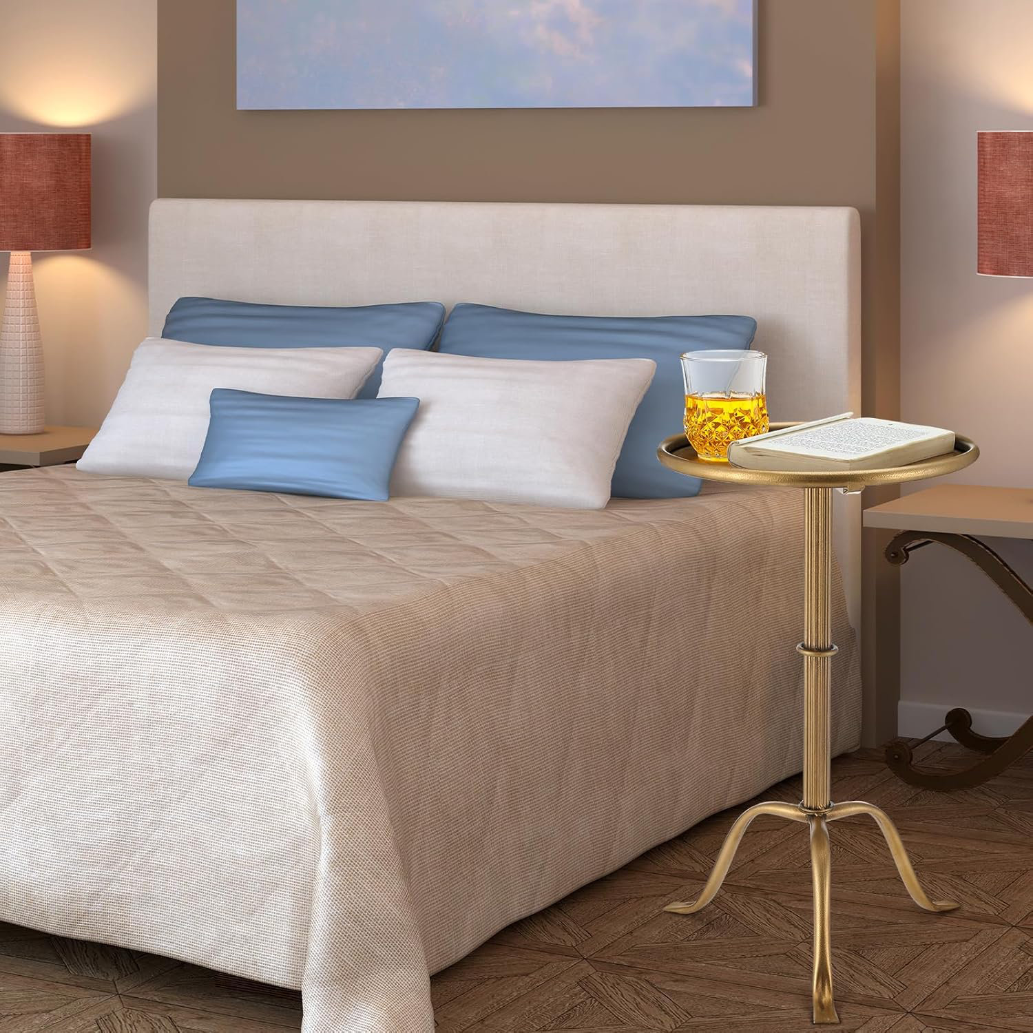 House of Hampton® Masooma Round Metal Martini Side Table, Space-Saving End Table For Living Room ...