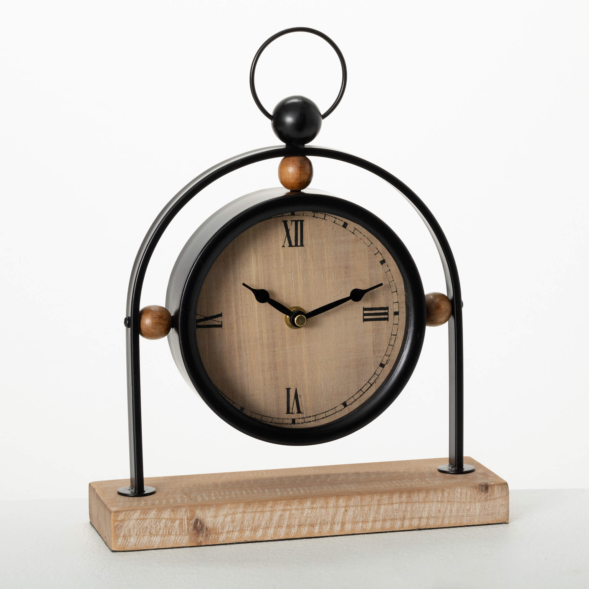 Williston Forge Roman Numeral Wood Mechanical Tabletop Clock | Wayfair