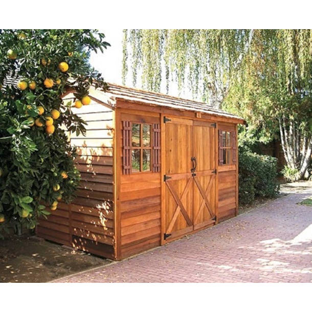 Cedarshed Longhouse 12 ft. W x 10 ft. D Western Red Cedar Wood Storage ...