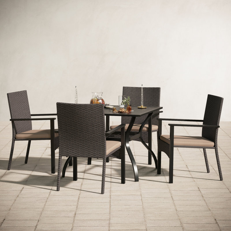 Blue Elephant Alyah Square 5 - Piece 4 - Person 93.98Cm L Outdoor Table ...