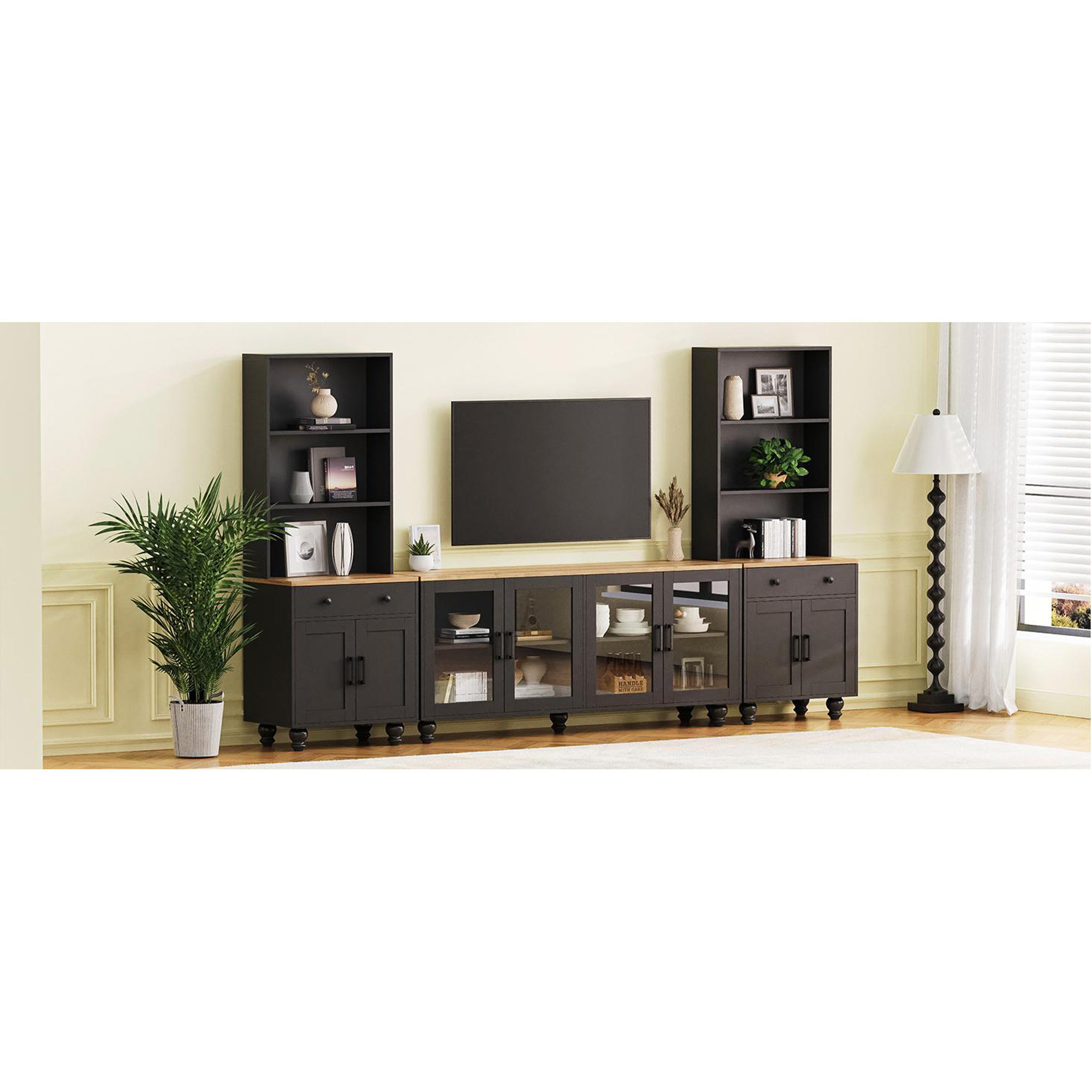 Alcott Hill® Farmhouse TV Stand With Gourd-Shaped Legs And Adjustable ...
