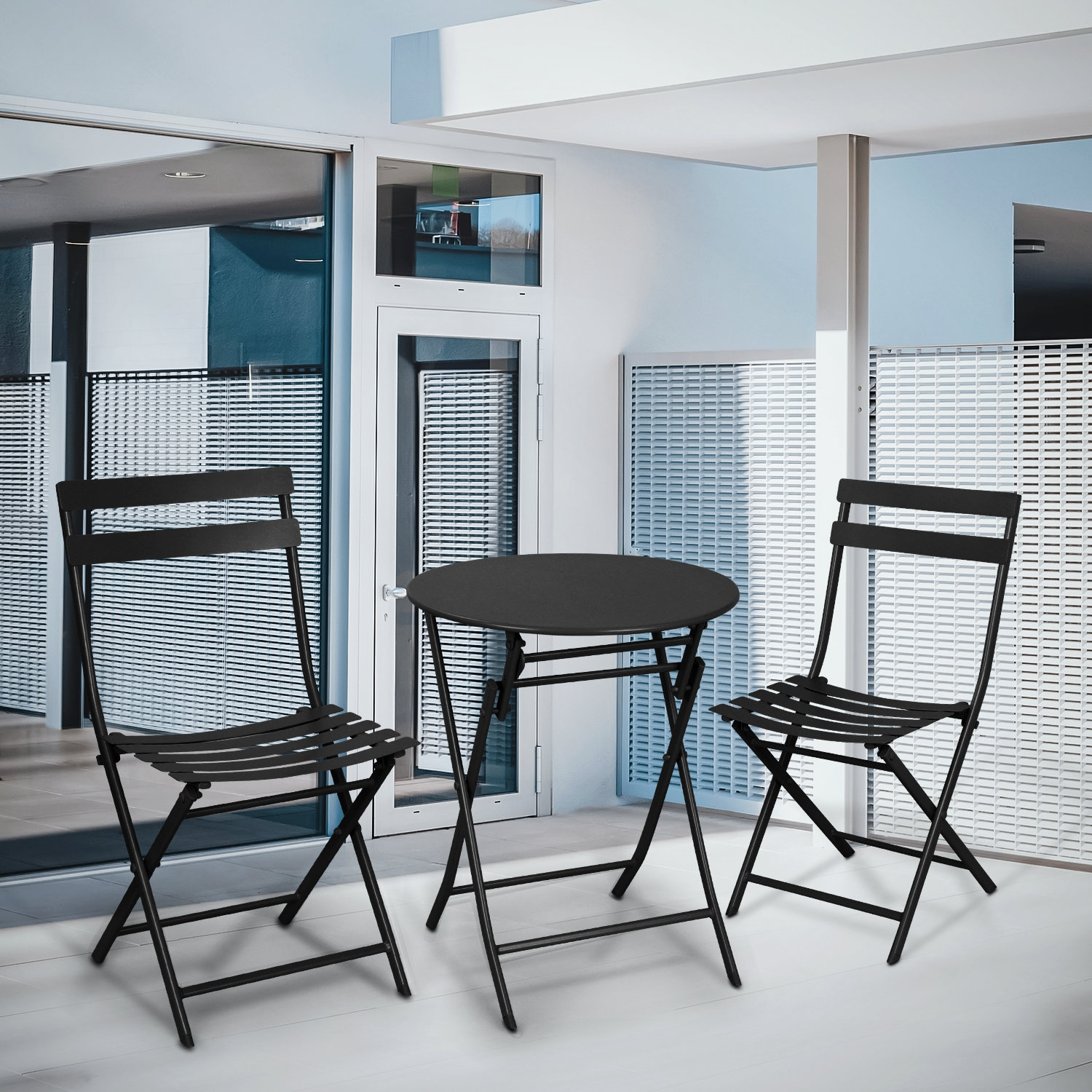 MoNiBloom 3 Pieces Patio Bistro Dining Furniture Set, Round Table and ...