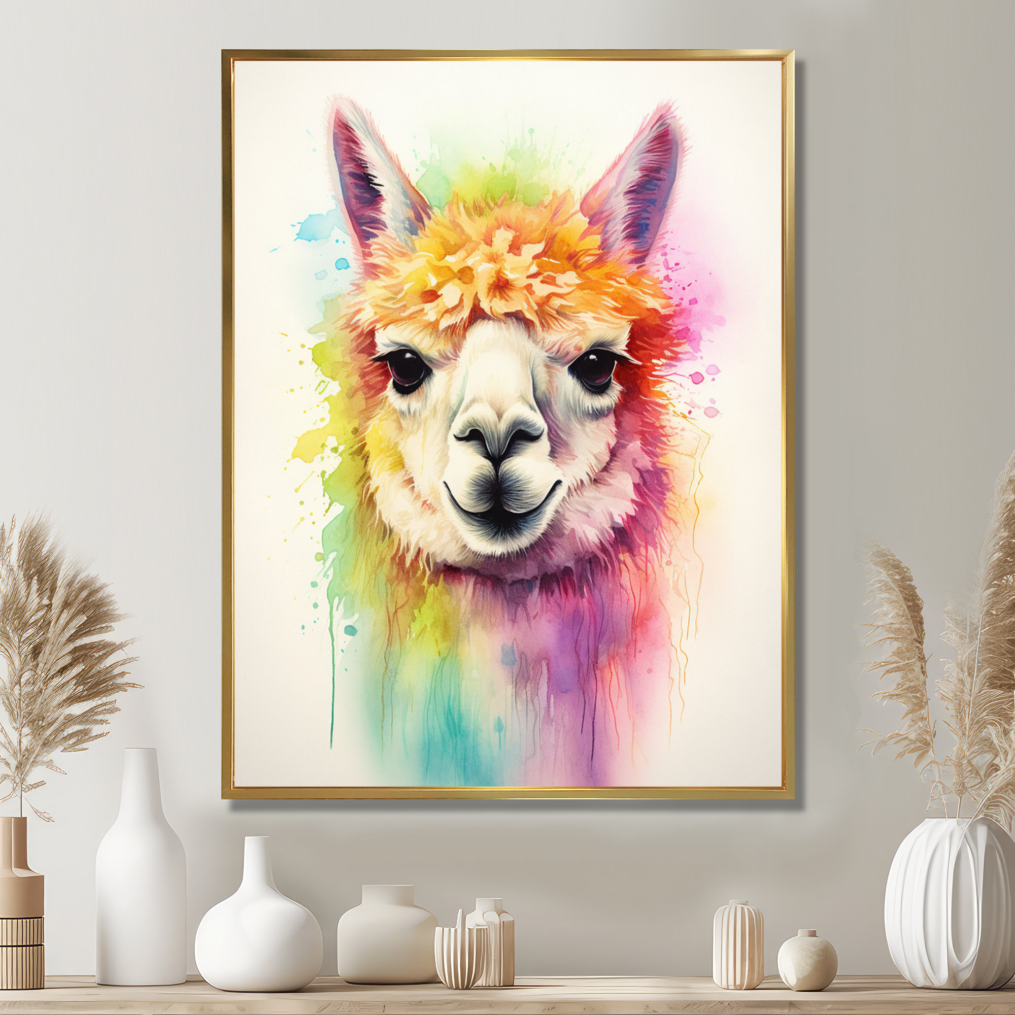 Dakota Fields Cool Alpaca Portrait - Alpaca Wall Art Print | Wayfair