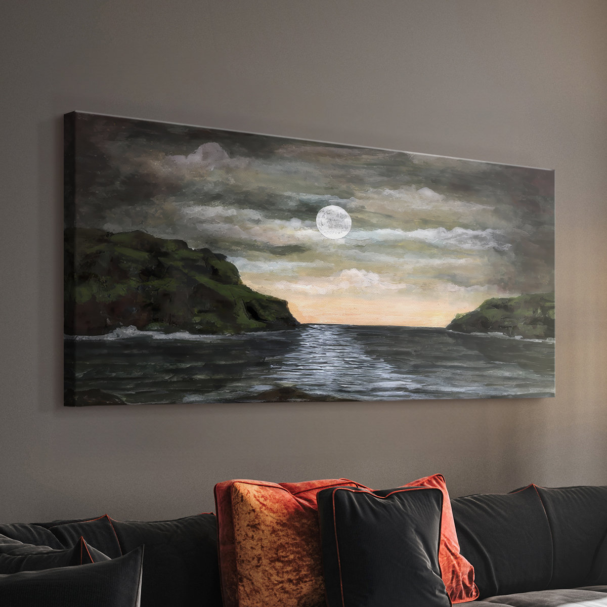 Beachcrest Home™ Midnight Seascape II- Gallery Wrapped Canvas -Ready to ...