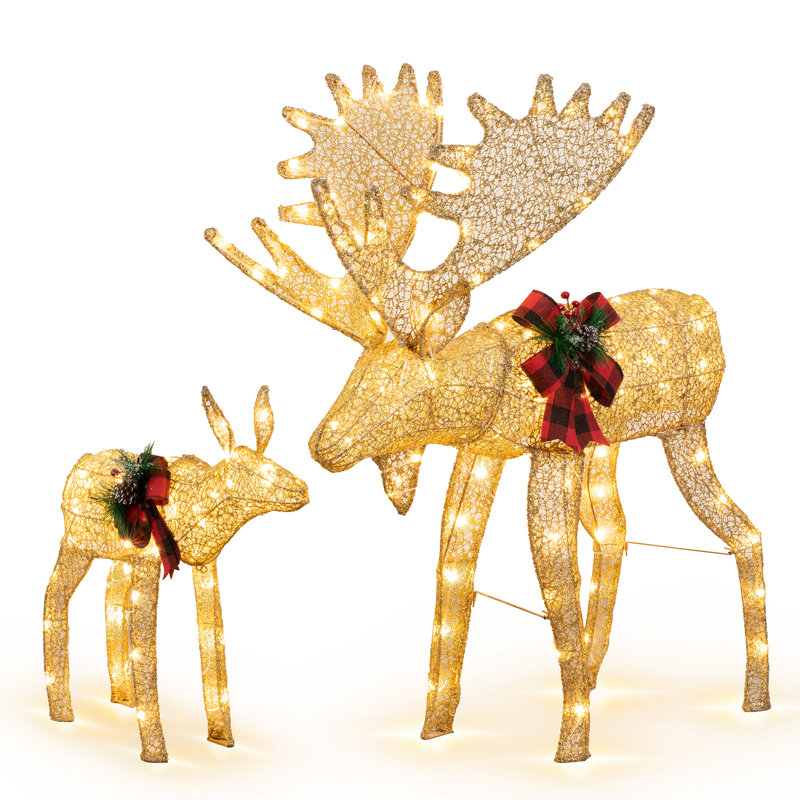 The Holiday Aisle® 2-Piece Christmas Decorations Outdoor Family Deer ...
