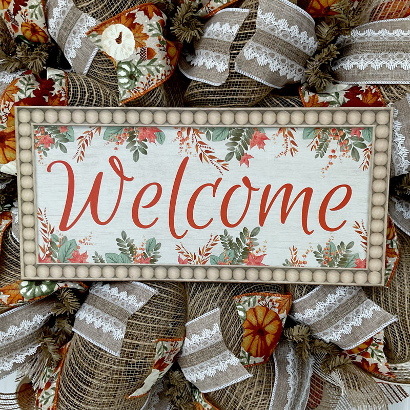 The Holiday Aisle® Harvest Welcome Wreath Burlap and Lace | Wayfair