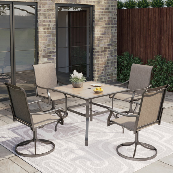 Alphamarts 5pcs Outdoor Patio Dining Set Square Table With Swivel ...