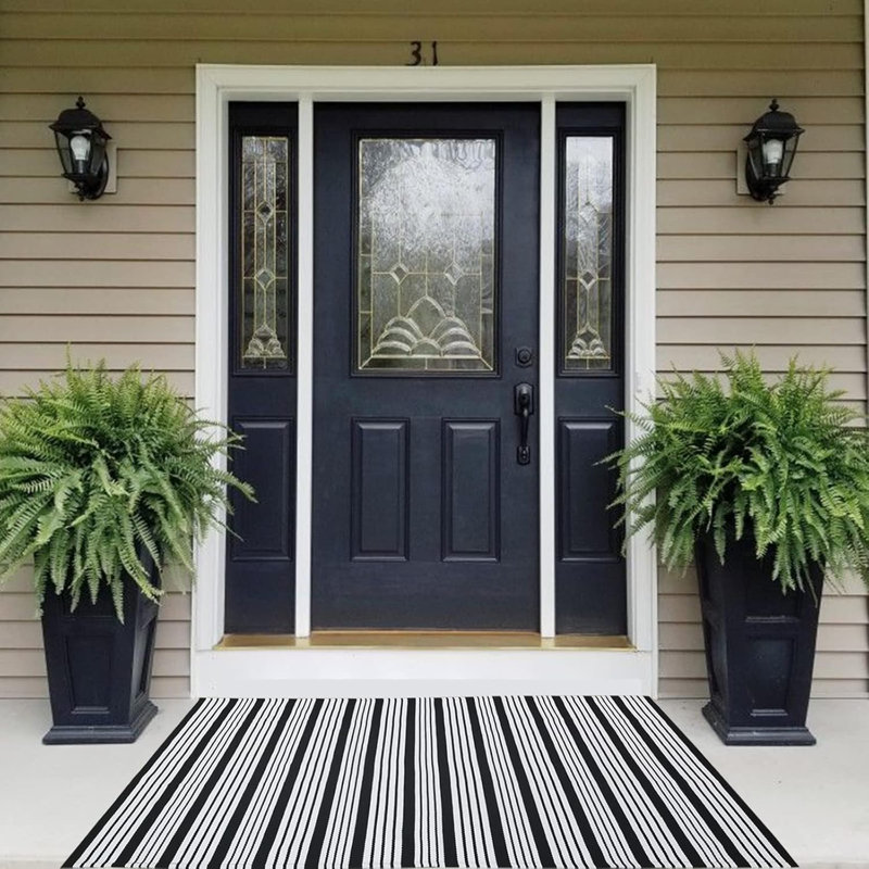 Gracie Oaks 3' X 5' Striped Front Porch Rug | Wayfair