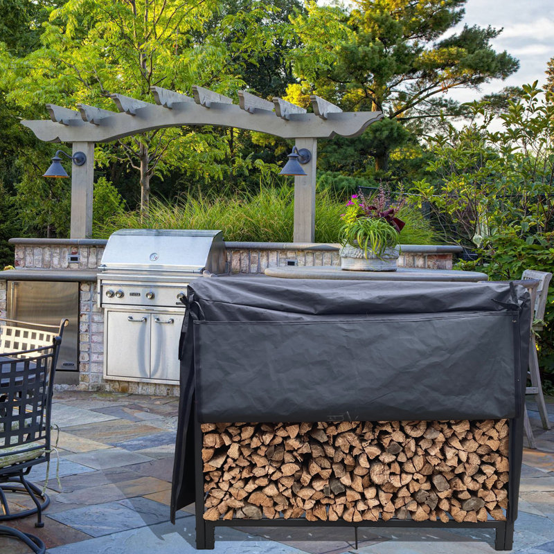 Arlmont & Co. Firewood Heavy Duty Log Rack, Metal Pile Storage Stacker ...