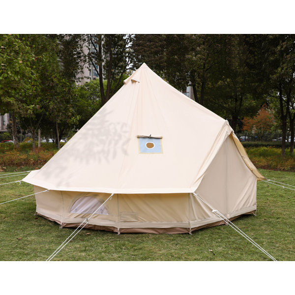Arlmont & Co. Kylynne Canvas Bell Glamping Yurt Bell Tent with Roof ...