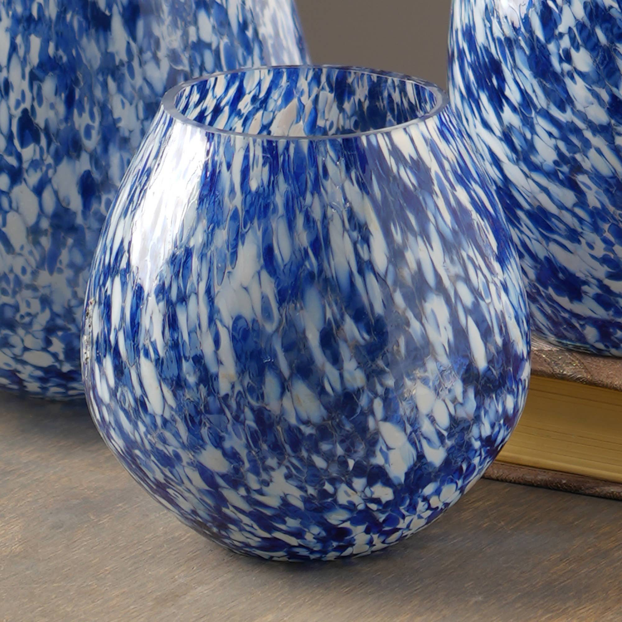 Wrought Studio™ White & Blue Sputter Glass PGA Votive – Premium Candle ...