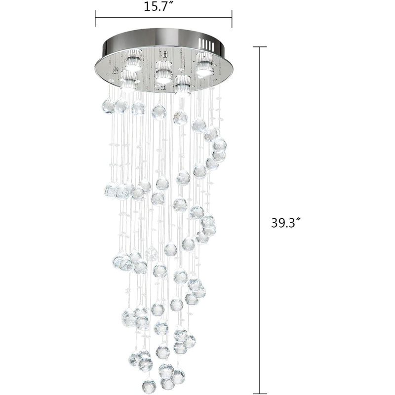 House of Hampton® Modern Luxury K9 Crystal Spiral Raindrop Flush Mount ...