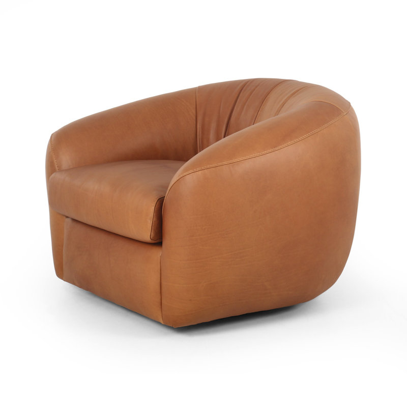 Joss & Main Adele Genuine Leather Swivel Chair | Joss & Main