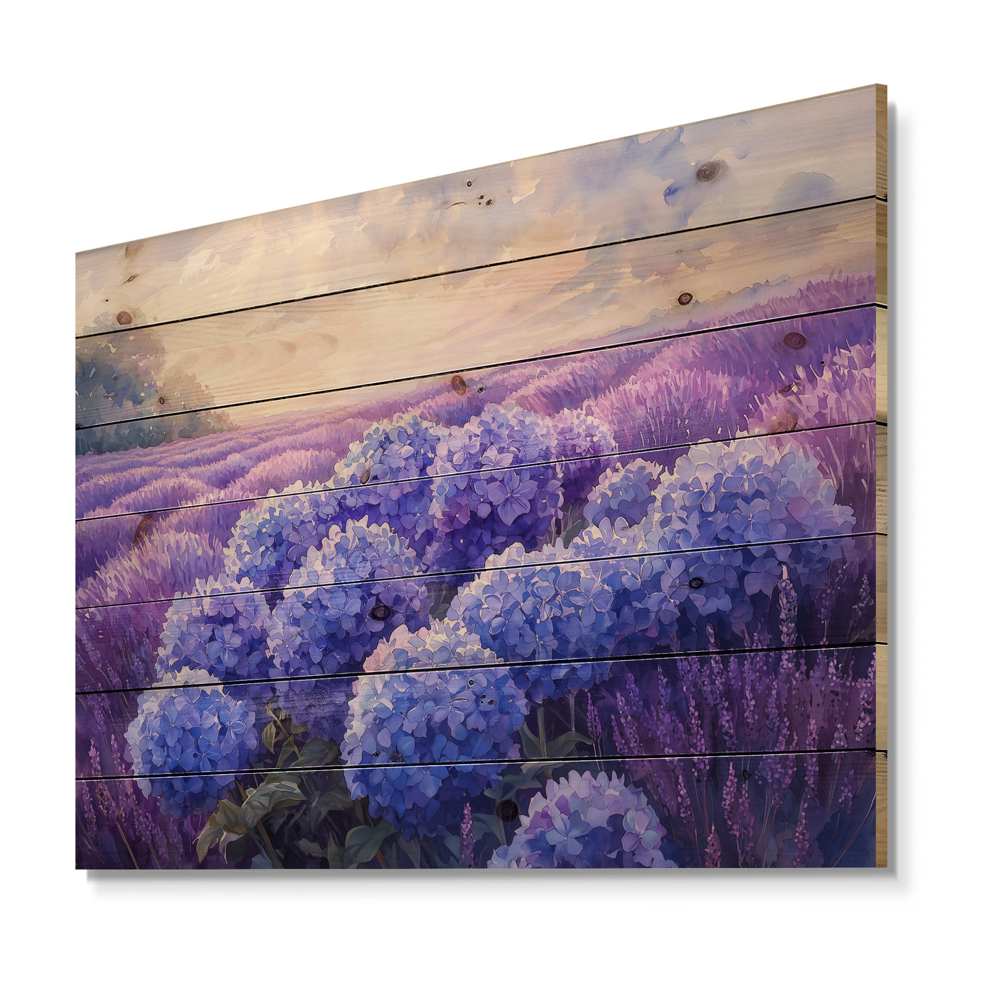 Ophelia & Co. Hydrangeas In The Lavender Field III - Hydrangea Wood ...