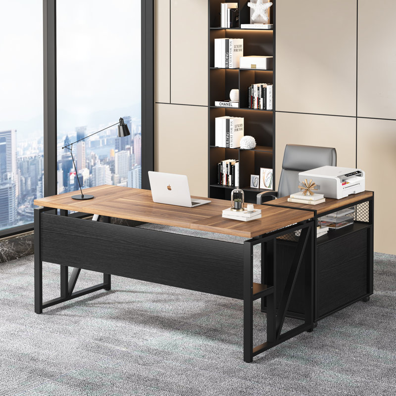 Latitude Run® Lympsham 2 - Piece Home Office Executive Desk and Lateral ...