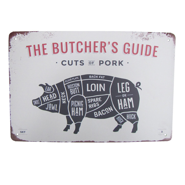Treasure Gurus Metal Cuts Of Pork Butcher Guide Vintage Sign Bar Pub ...