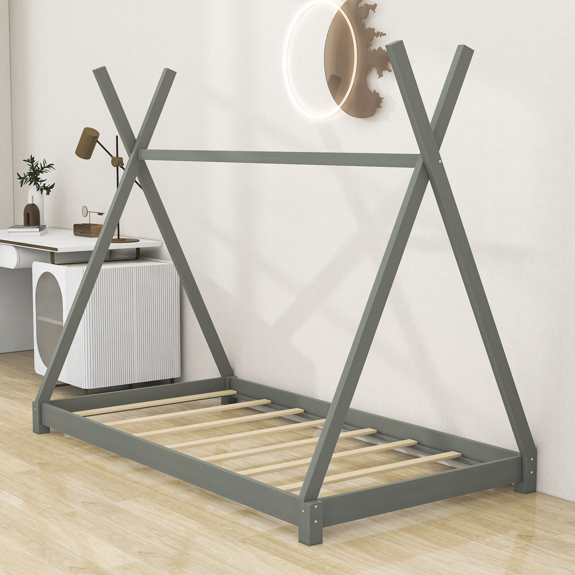 Isabelle & Max™ Aeneus Twin Size House Platform Bed with Triangle ...