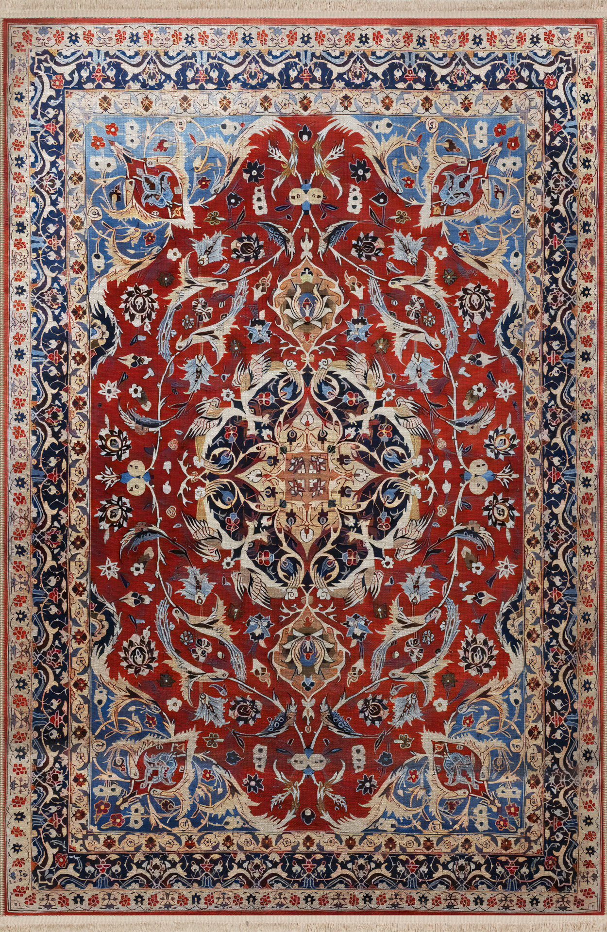 Bloomsbury Market Blue-Burgundy Themed Multi-Colored Traditional Motif ...