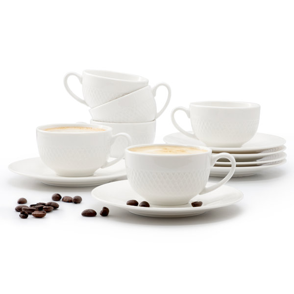 Hokku Designs Luna 12 Piece 3 Ounce Porcelain Espresso Cup Set in White ...