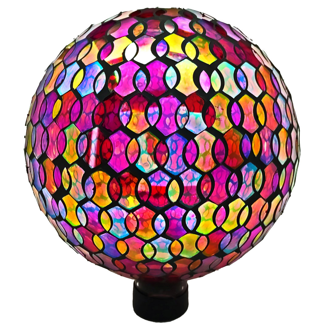 Dakota Fields Mosaic Glass Gazing Globe with Hanging Chain, Red ...