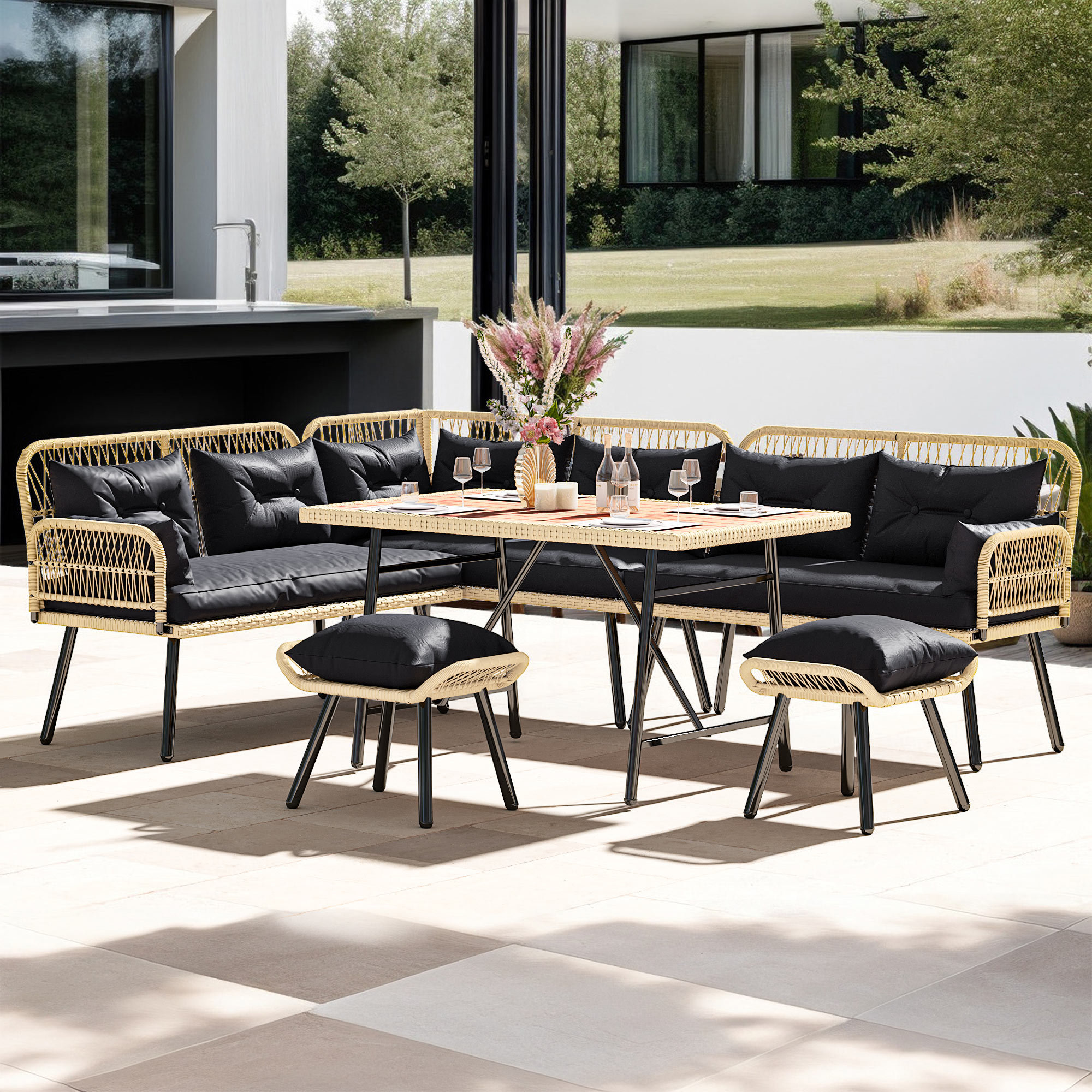 Bay Isle Home™ 10PCS Patio Sofa Set Furniture Outdoor Rectangle Table ...