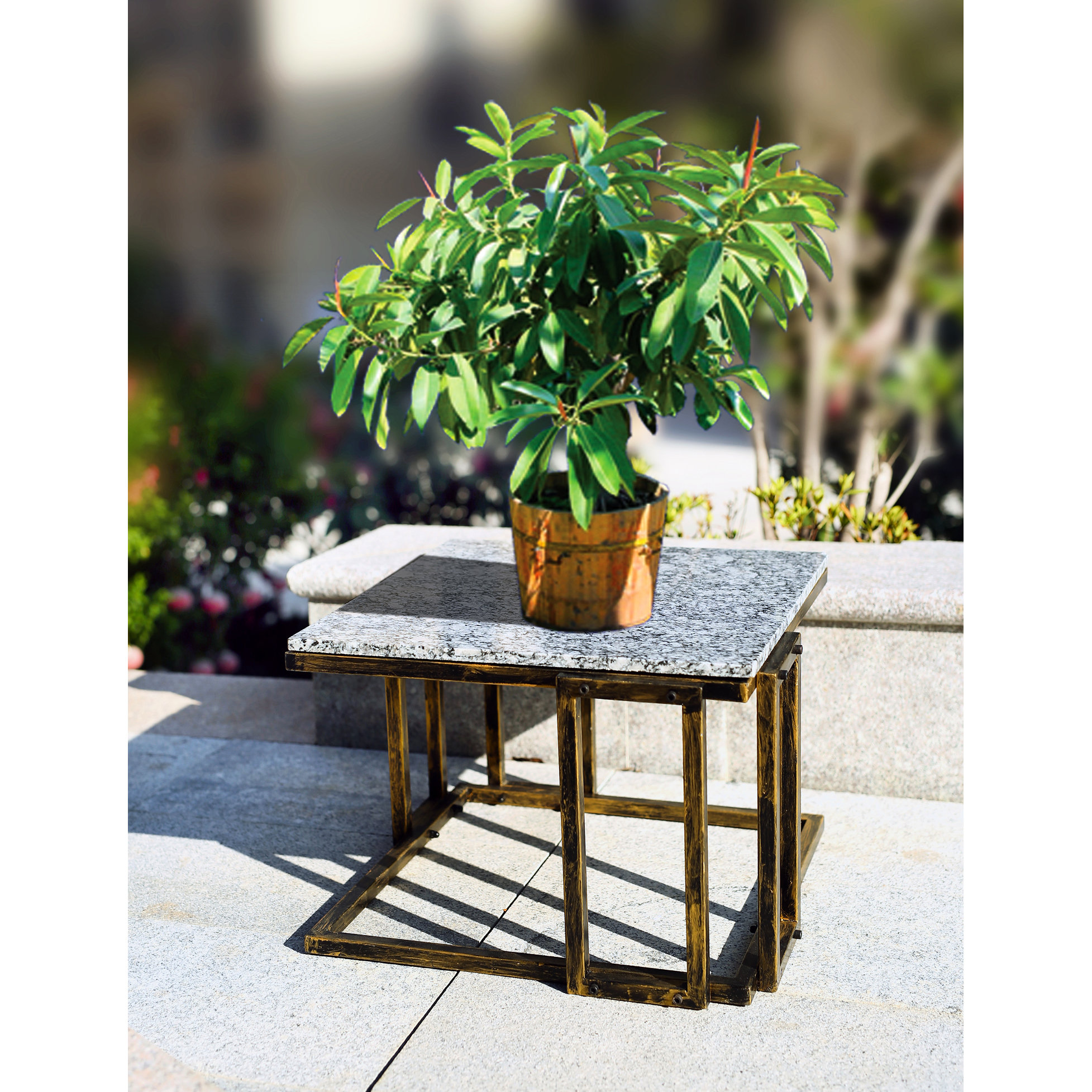 Trent Austin Design® 14.5" Black/Gold Metal Frame Plant Stand For ...