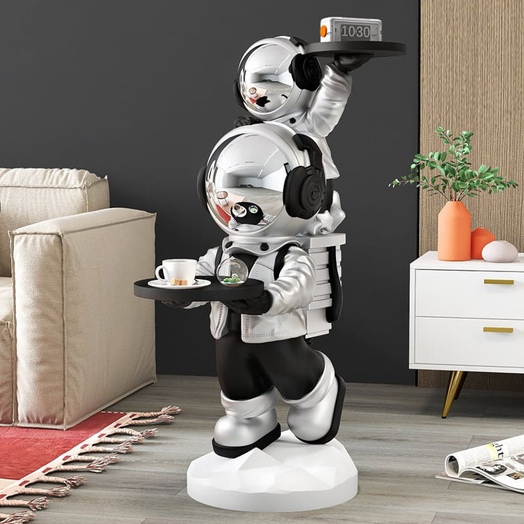 Ivy Bronx Astronaut Floor Sculpture End Table With Tray Top | Wayfair.co.uk