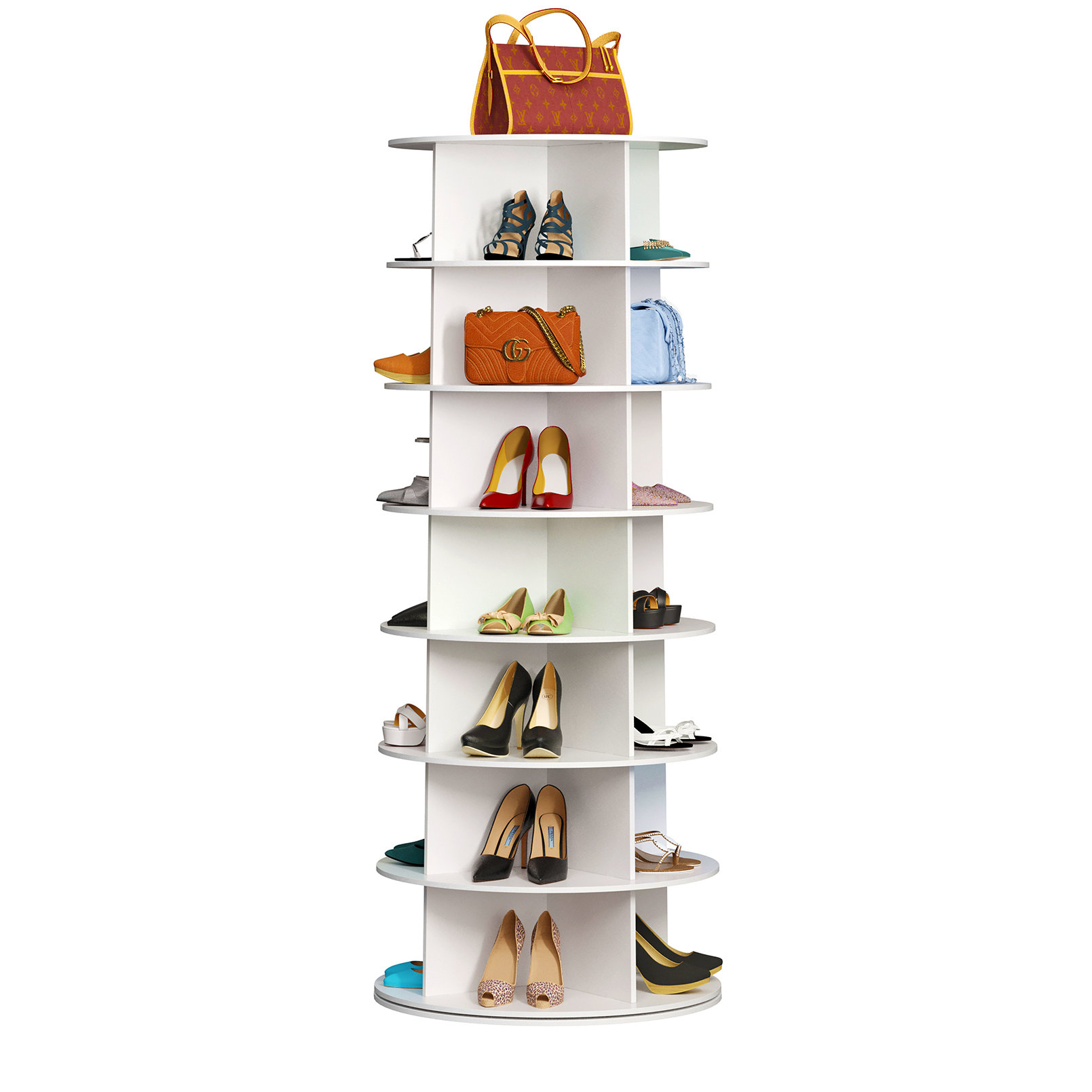 SpaceAid 7-Tier Rotating Shoe Rack Tower, 360° Spinning Shoe Display ...