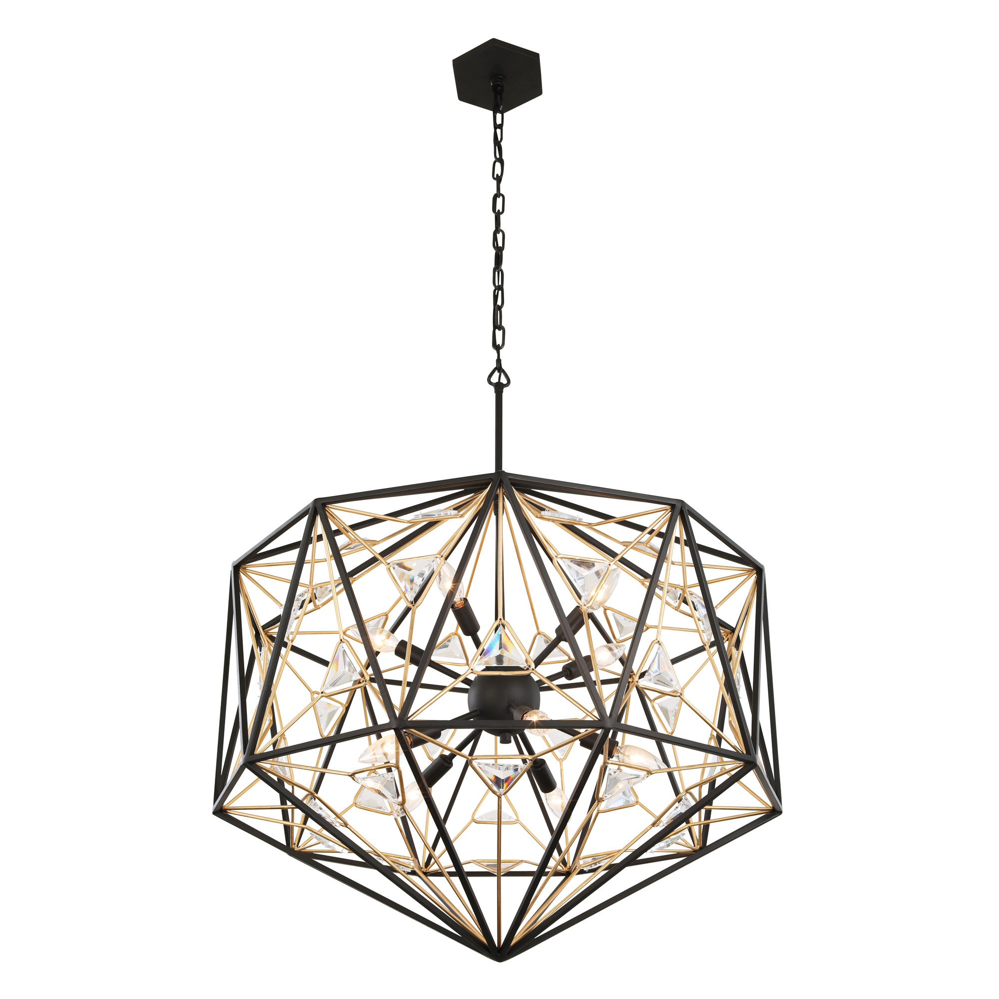 Varaluz 10 - Light Unique / Statement Geometric Pendant with Crystal ...