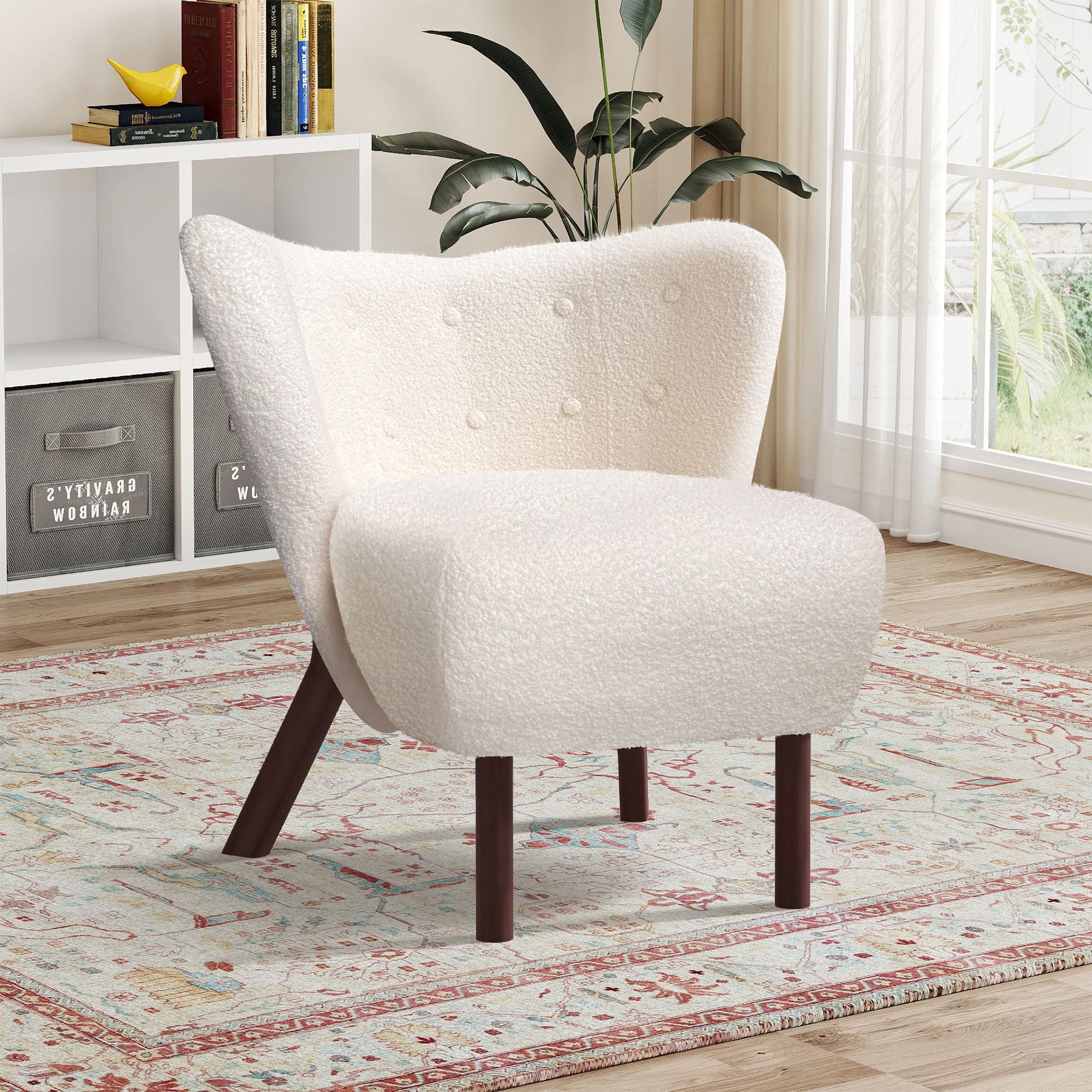 George Oliver Kashae 32" Wide Modern Fancy Upholstered Tufted Wingback ...