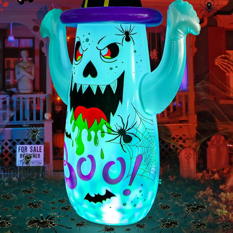 The Holiday Aisle® 5FT Halloween Inflatables Cute Ghost Blow Up ...