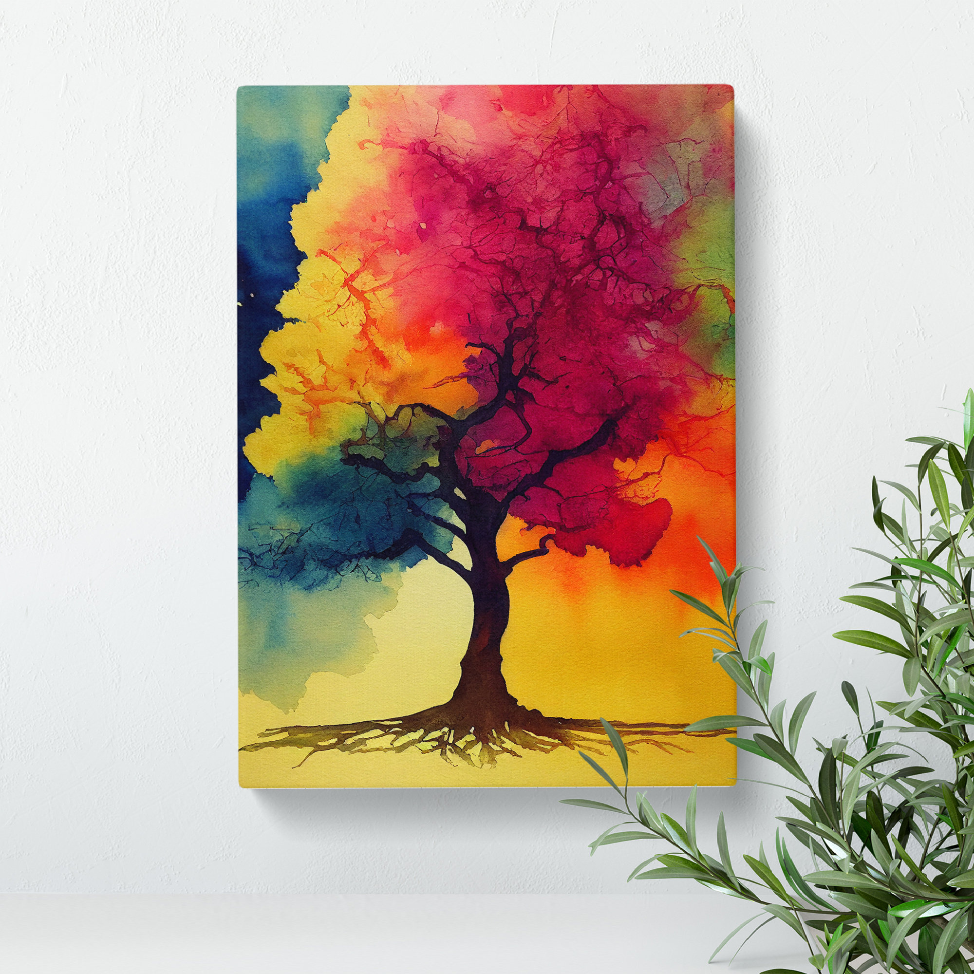 ClassicLiving Wonderful Painted Tree No.4 - Wrapped Canvas Painting ...