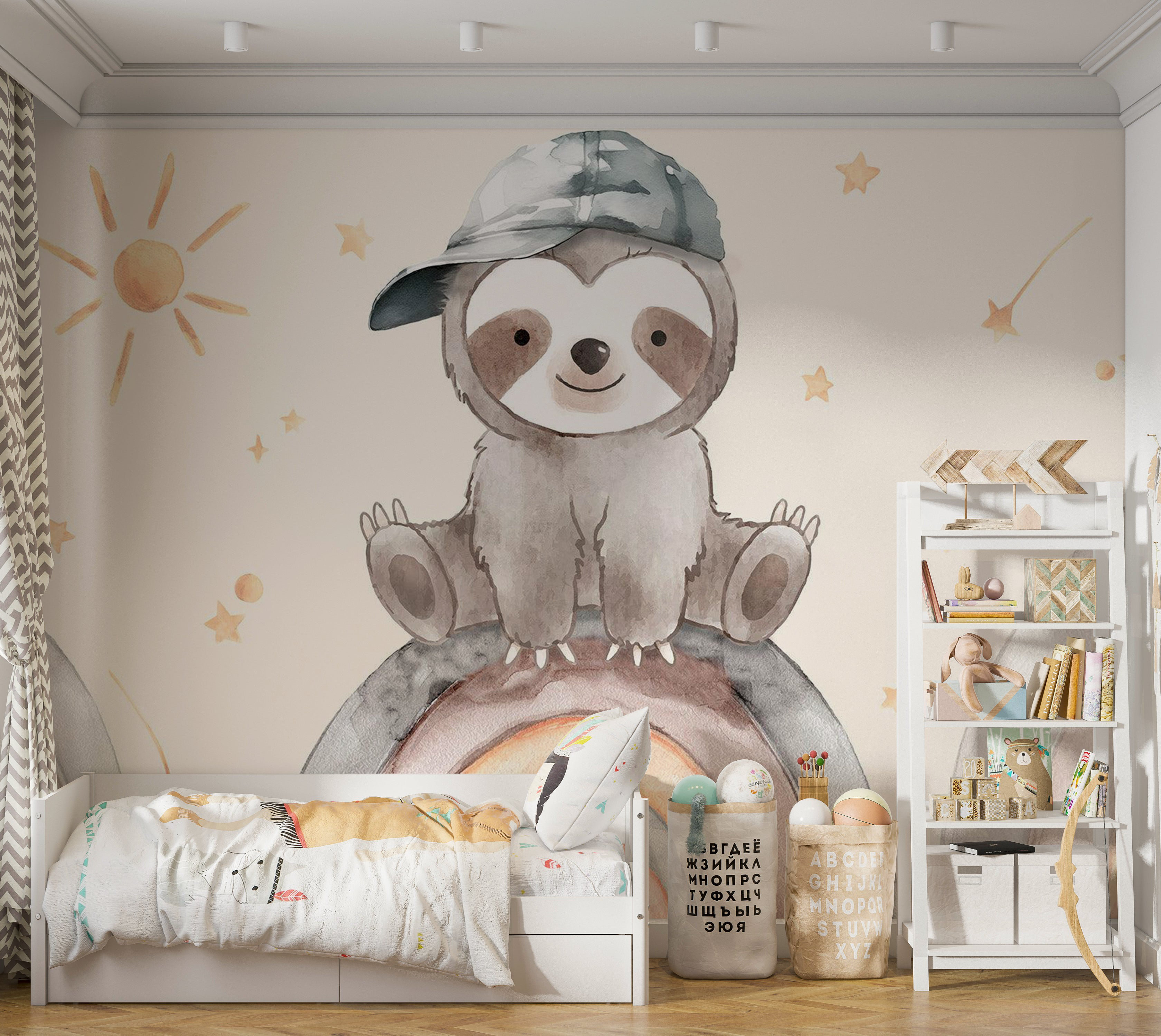 Dakota Fields Kids Wallpaper Wall Mural - Little Sloth On A Rainbow ...