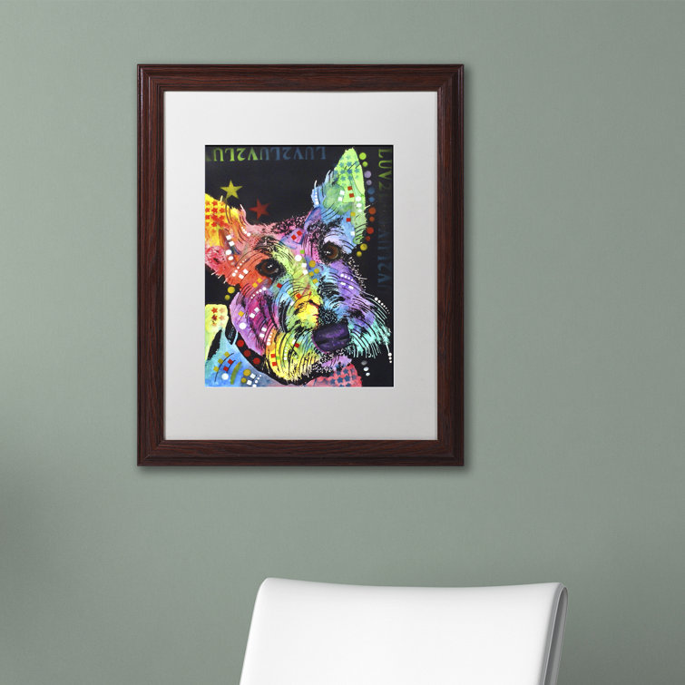 Trademark Art 'Scottish Terrier' Matted Framed Graphic Art on Canvas ...