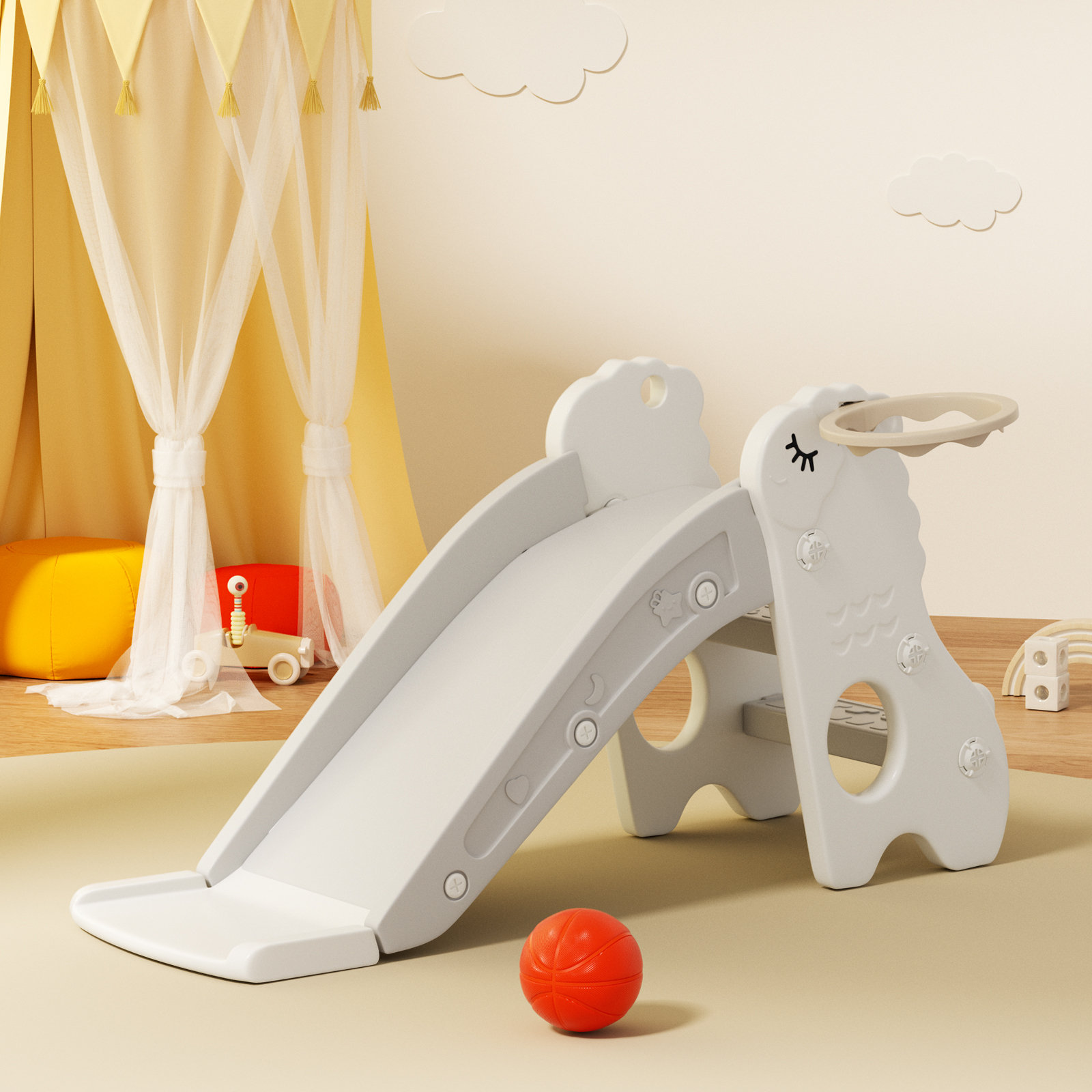 Topteng Plastic Freestanding Slide With Stairs And Platform For Indoor ...