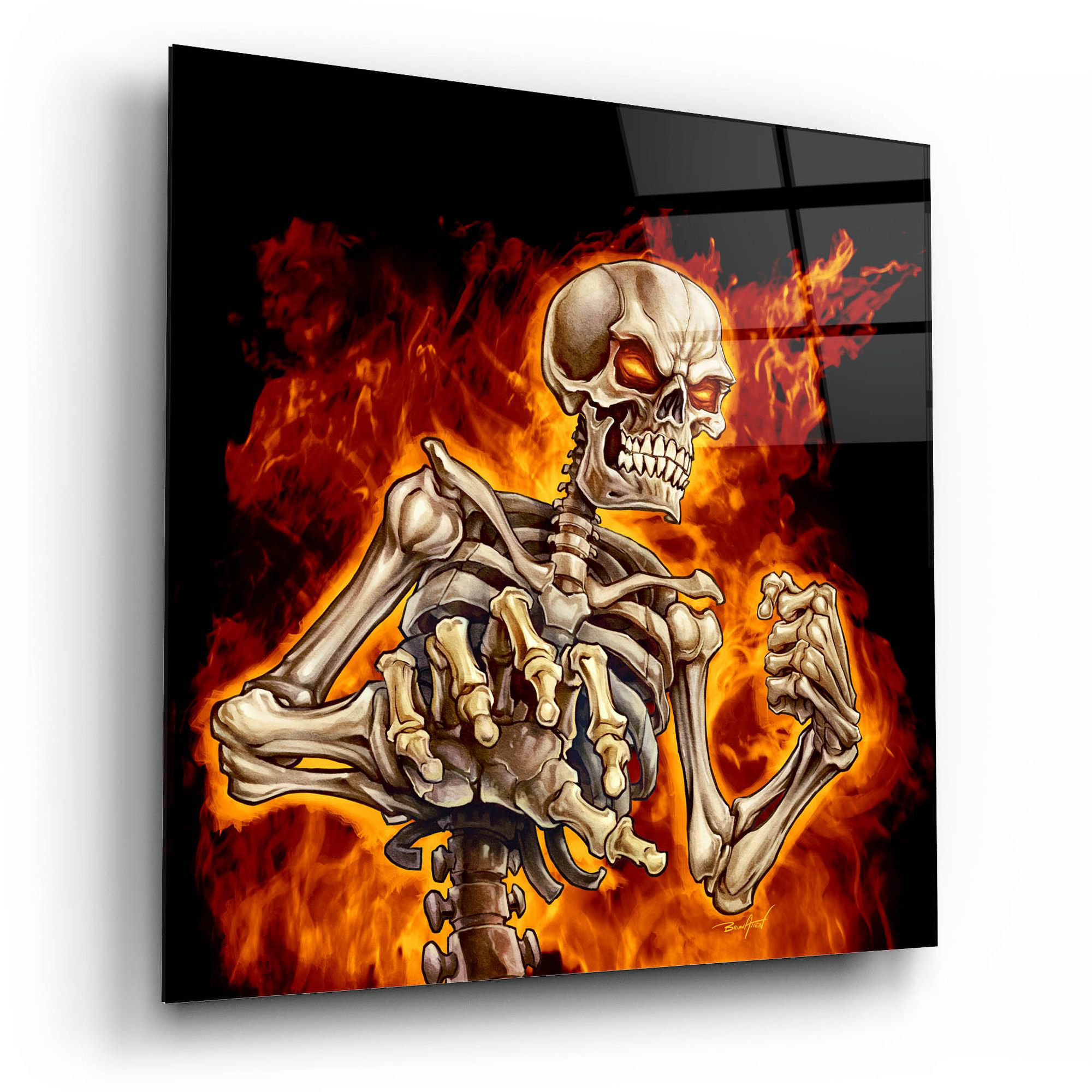 Trinx Skeleton With Fire On Plastic / Acrylic by Flyland Designs Print ...